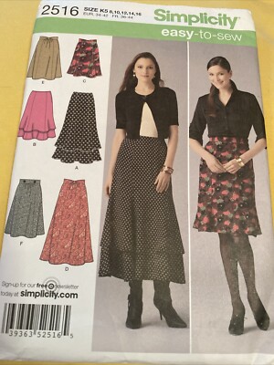 Simplicity Sewing Pattern 2516 Womens Skirts 6 Styles Size 8-16 UNCUT ...
