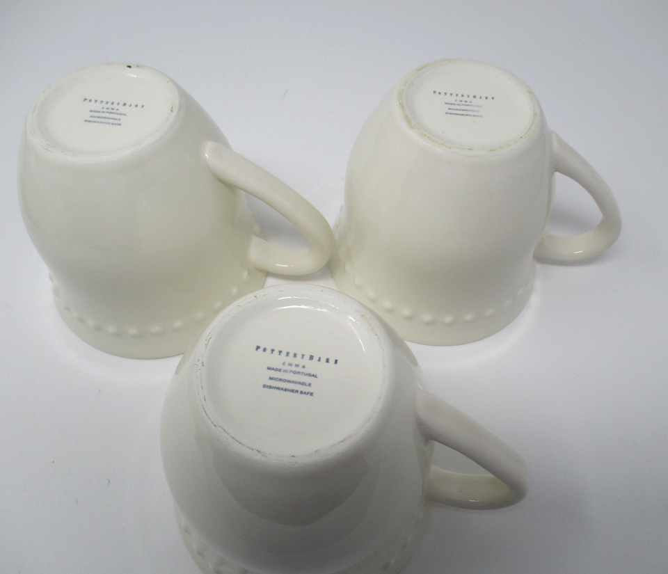 Pottery Barn Emma Beaded Cream Colored Coffee Cups Set of Three NEW | eBay