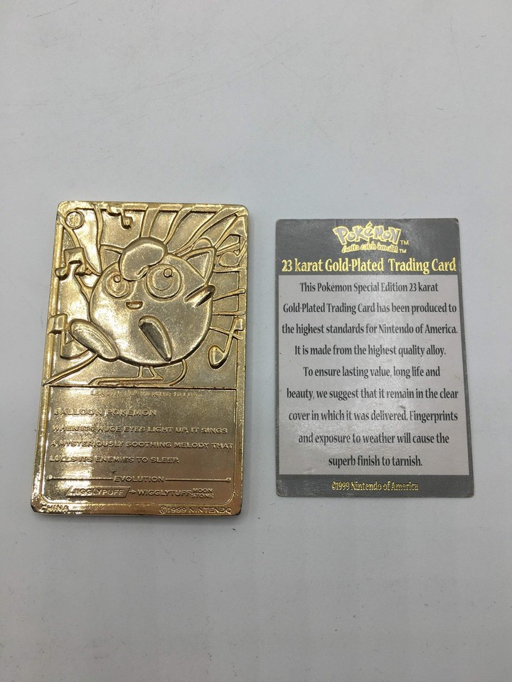 Jigglypuff - 1999 Pokémon 23K Gold Plated Trading Card Limited Edition ...