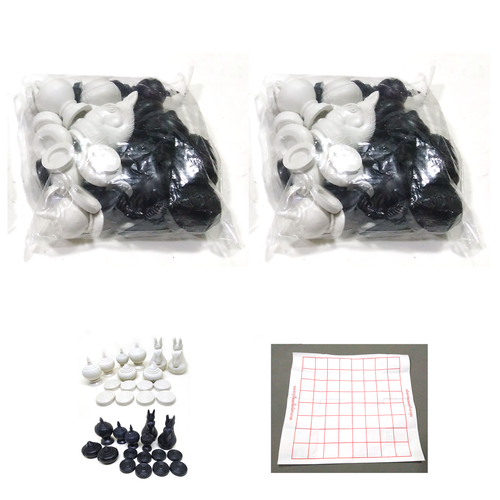 2 Sets Thai Chess + Paper Board Makruk Plastic Traditional Game (Black ...