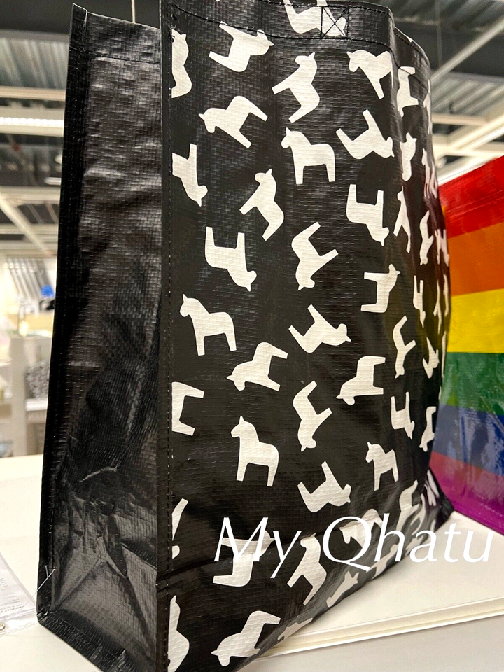 Ikea Hasthage Shopping Bag, Dala Horse Black White 15x6x16 ½ ", NEW | eBay