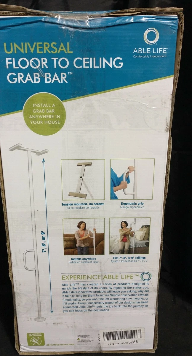 Able Life Comfortably Independent Universal Floor To Ceiling Grab Bar ...