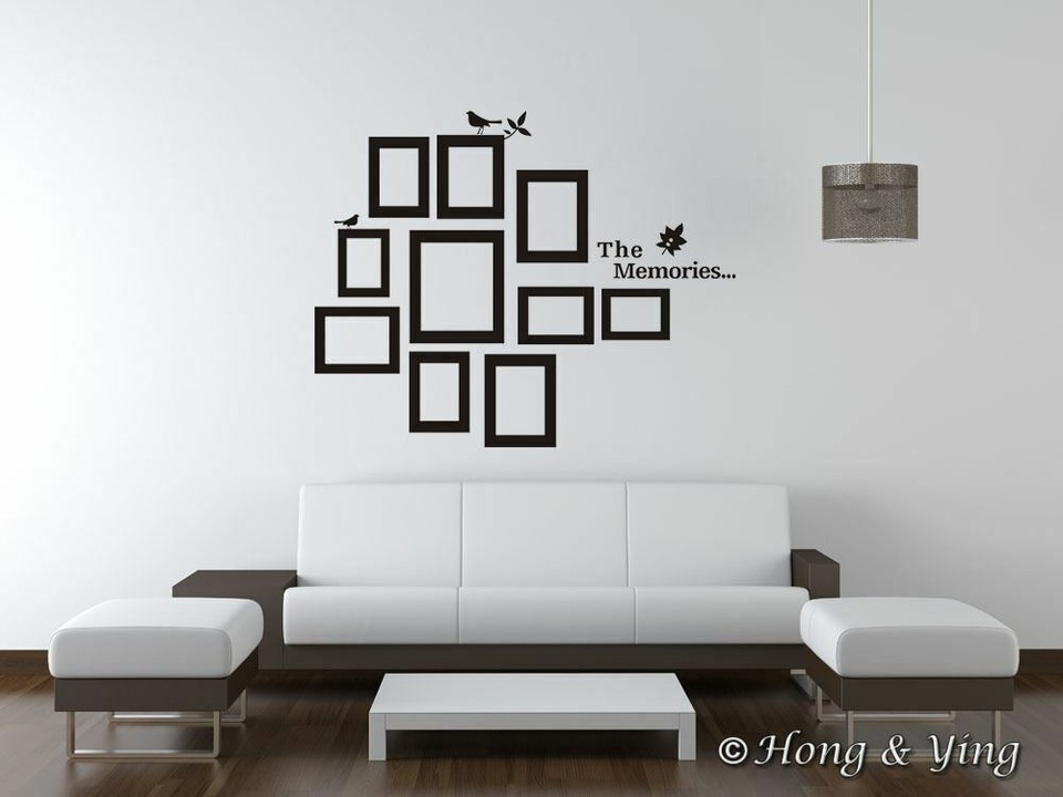 10 PCs Picture Photo Frame Set Wall Black Sticker Vinyl Decal Decor ...
