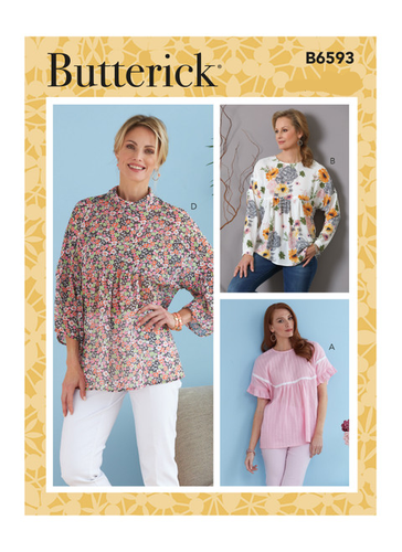 Butterick Sewing Pattern 6593 Misses 14-22 Easy Top Shirt Gathered Yoke ...