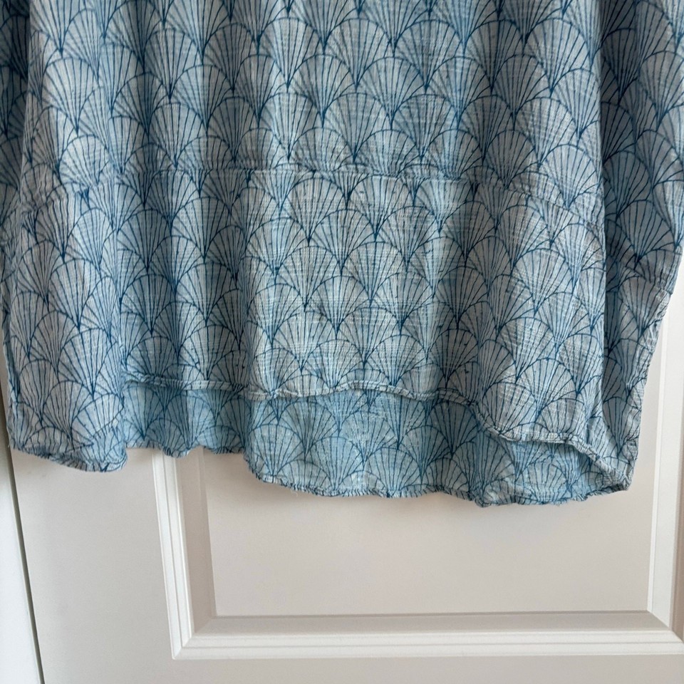 World Market Women’s Seashell Boxy Top One Size Blue Beachy Cotton ...