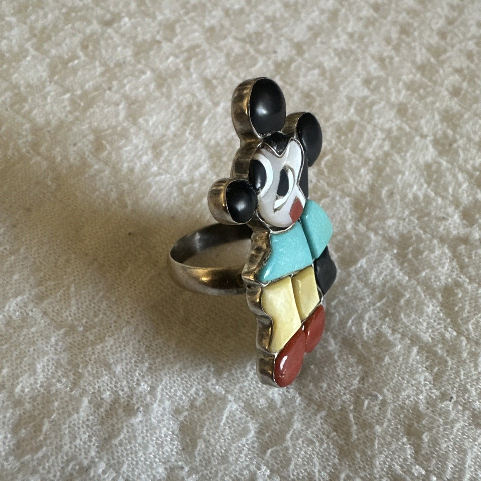 Vintage Mary Ann Poncho Zuni Sterling Silver & Turquoise Mickey Mouse ...