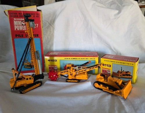 Shinsei Mini Power Lot Of 3 Construction Toy Pile Driver Excavator ...
