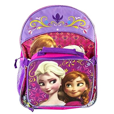 Frozen Anna and Elsa 16" Backpack + Matching 9.5" insulated Lunchbox ...