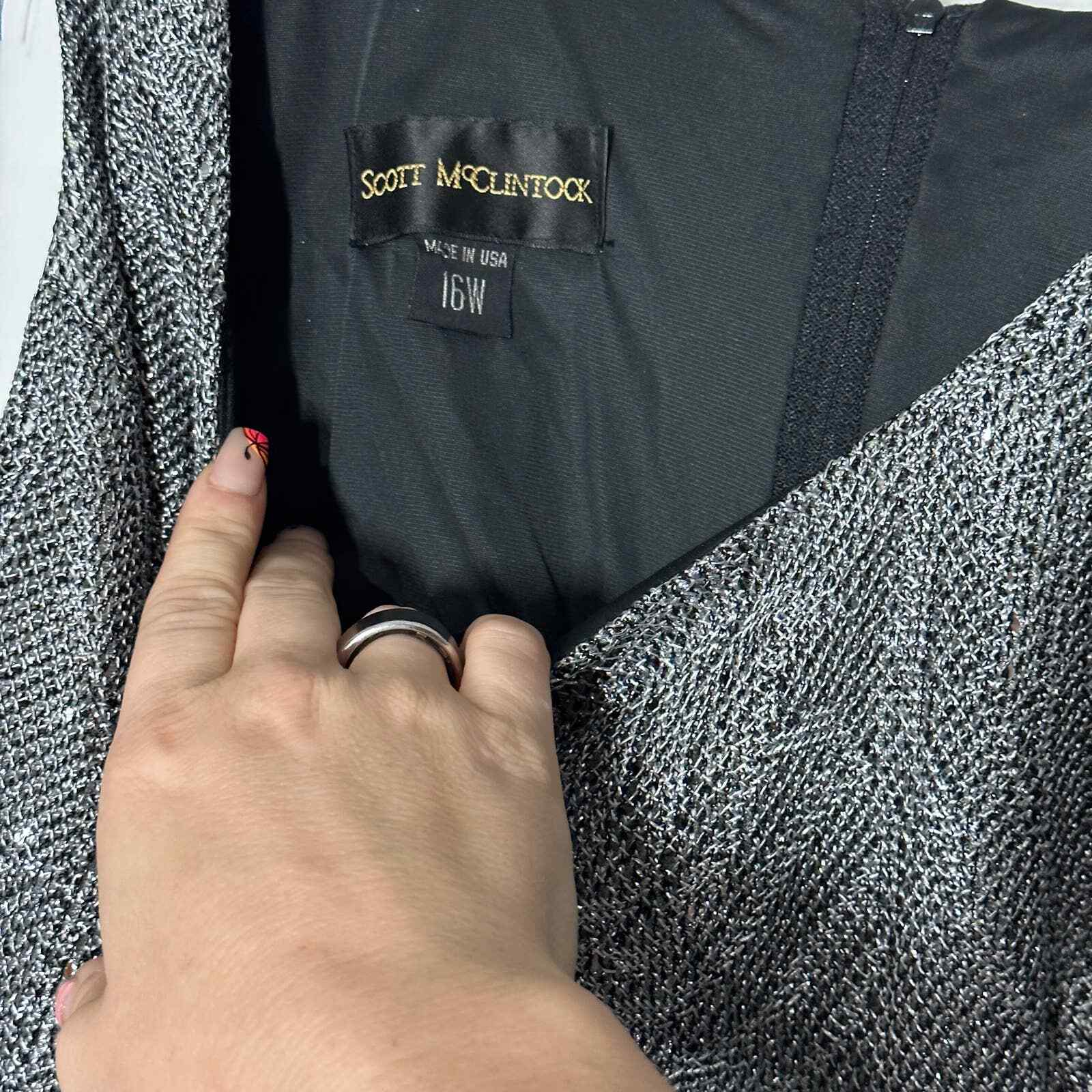 SCOTT MCCLINTOCK Textured Sleeveless Sheath Dress Silver Women's 16W Plus Size | eBay