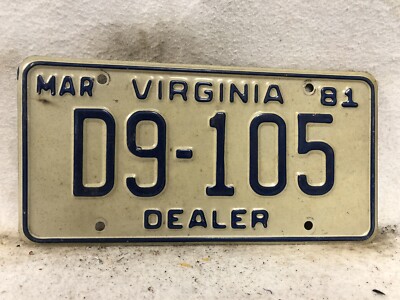 Vintage 1981 Virginia Dealer License Plate | eBay