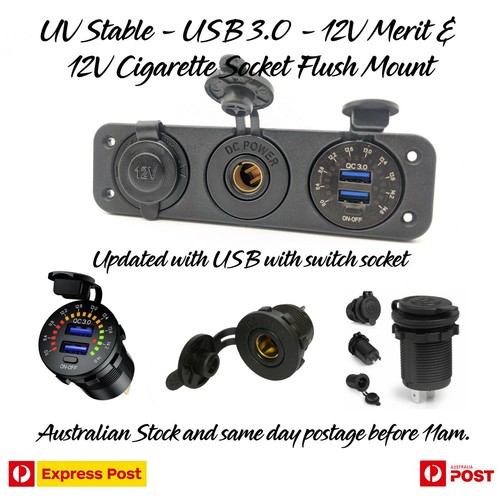 Daul USB 3.0 12V Merit Fridge & 12V Cigarette Power Socket Flush Mount ...