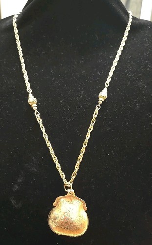 Vintage 1928 brand gold-tone Locket necklace in the shape of a purse ...