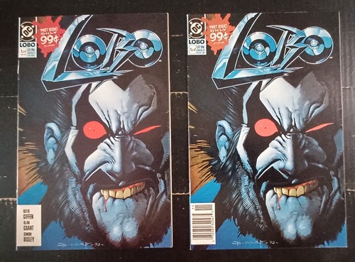 Lobo #1 Newsstand & Regular cover! DC 1990! High grade set! Both in VF ...