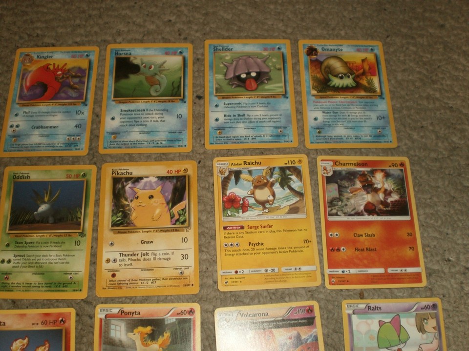 Pokemon Card Lot 16 Vintage Cards Fossil Jungle Pikachu E3 Yellow ...