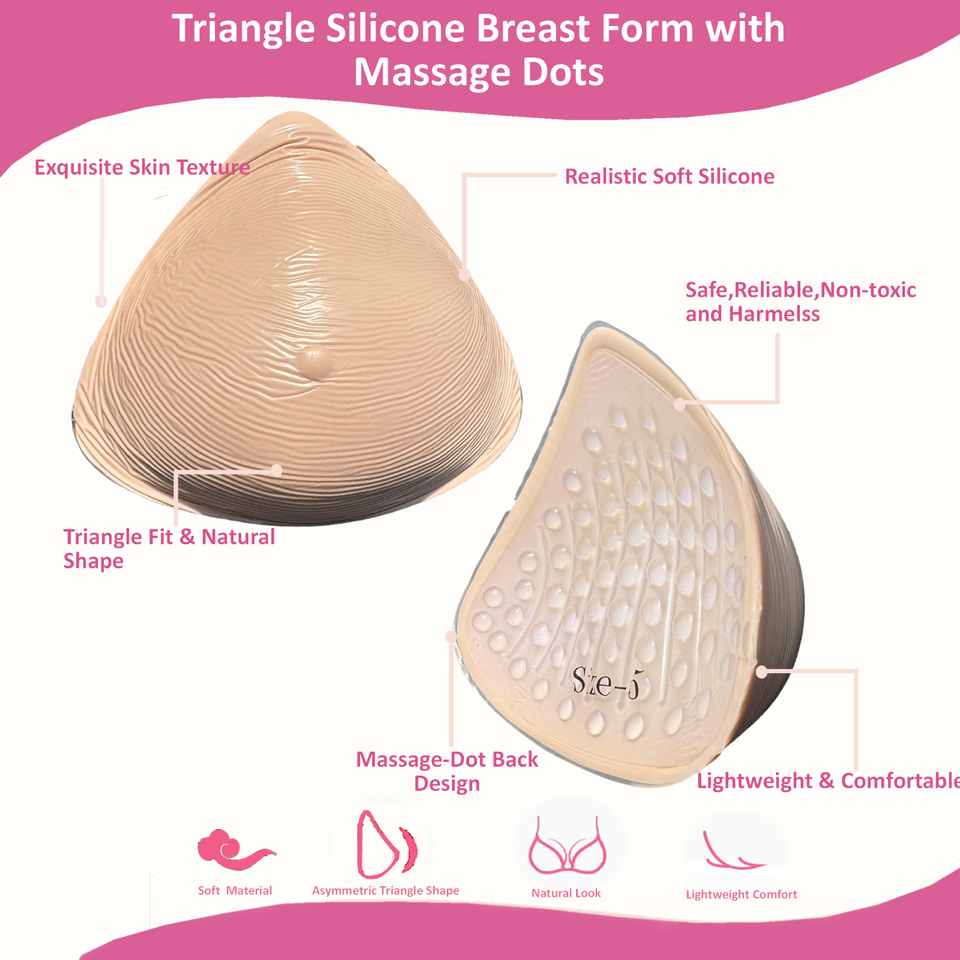 Lightweight Triangle Silicone Breast Form with Massage-Dot Back ...