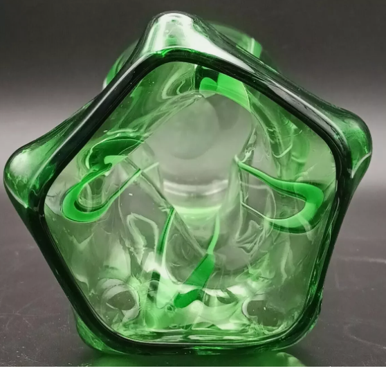MARGIE'S GARDEN Hand Blown Art Glass Vase Green White Clear Home Decor ...