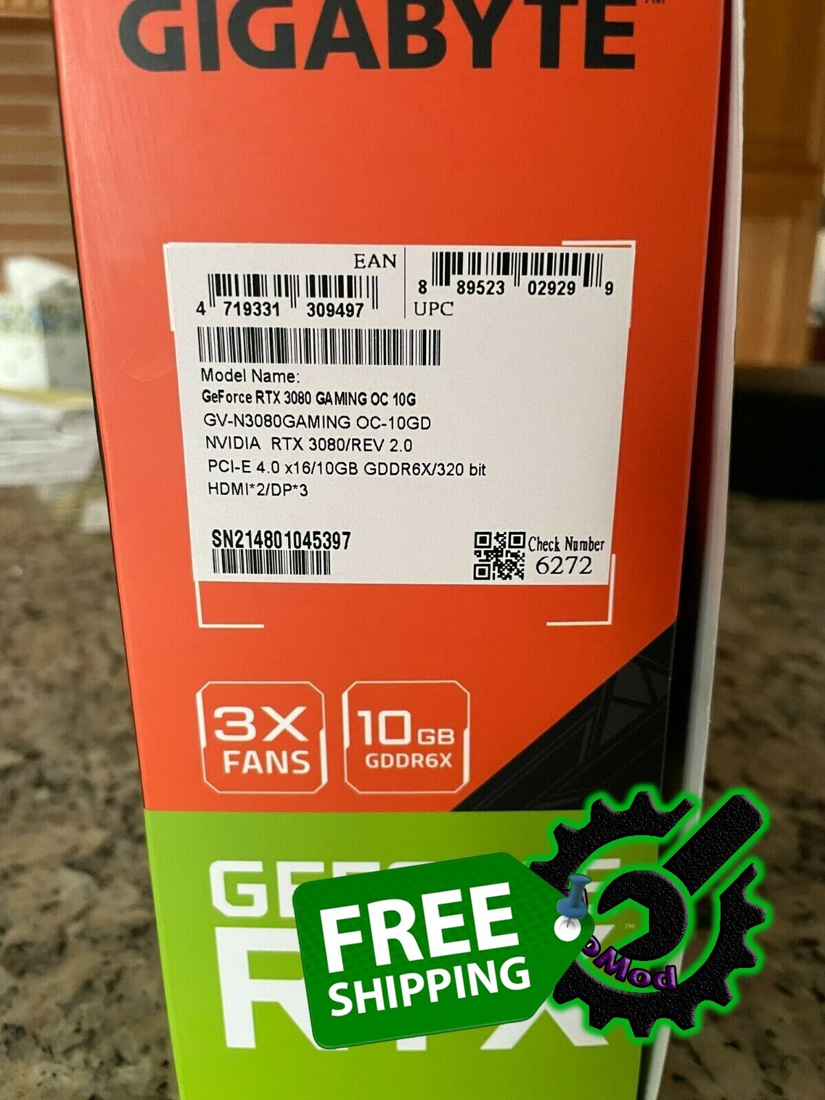 Nvidia Gaming GEFORCE RTX 3080 Gigabyte gaming Card Box - *** BOX ONLY ...