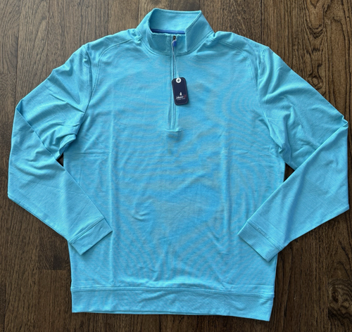 Johnnie O NWT Men's Medium Quarter Zip Pullover Vaughn Blue Stripe LS ...