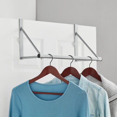 Over The Door Clothes Hanging Bar Rack Valet Hanger, Space Saver Hook ...