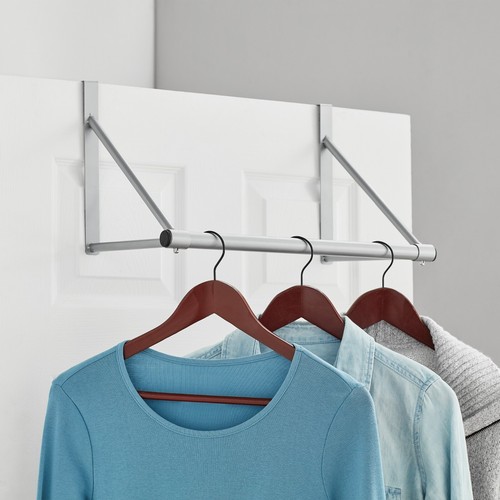 Over The Door Clothes Hanging Bar Rack Valet Hanger, Space Saver Hook ...