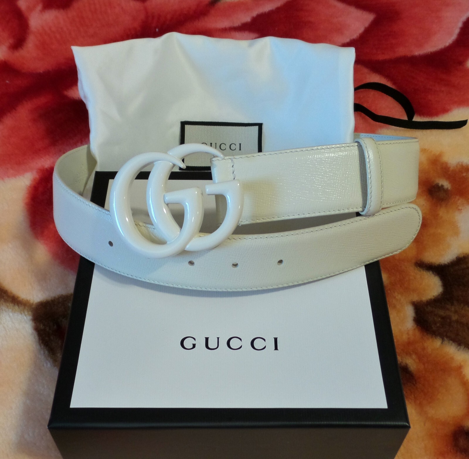 Authentic White Gucci Belt
