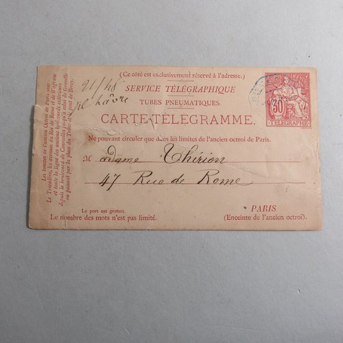 France Telegram Card Carte Telegramme 1880's Paris | eBay