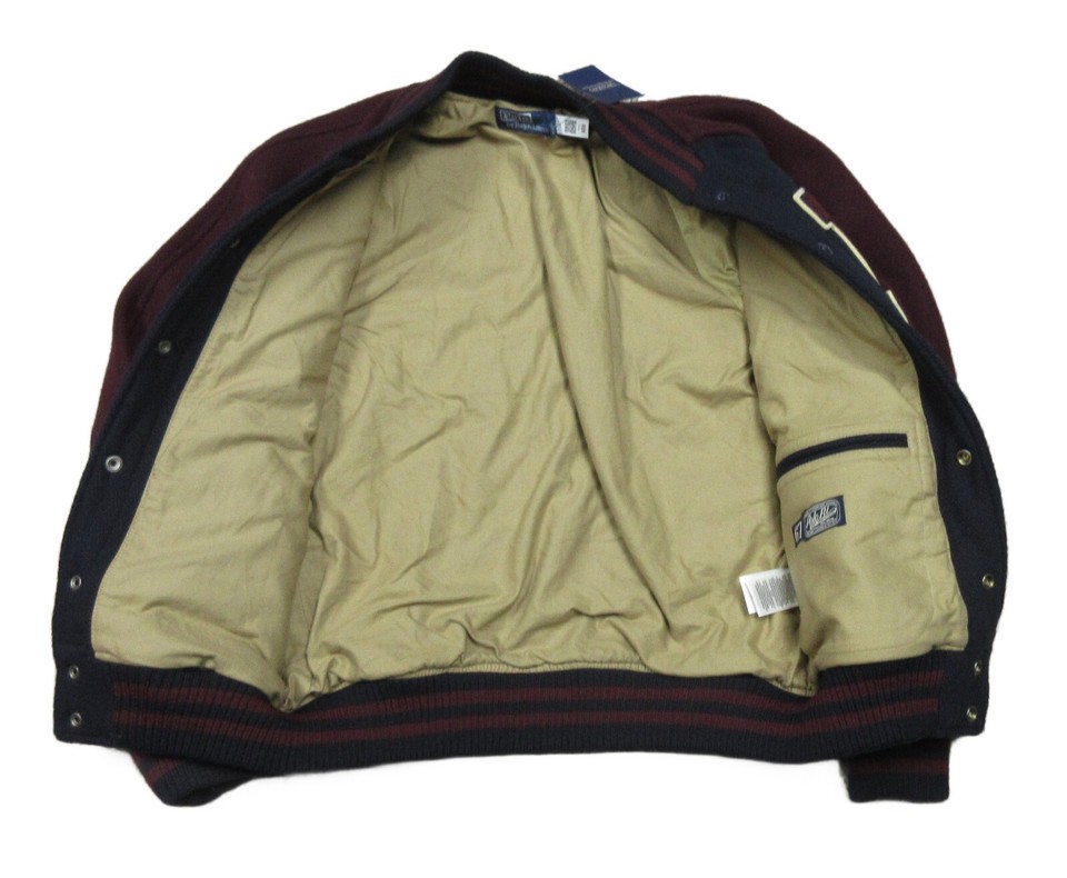 Polo Ralph Lauren Men's Hunter Navy/Red Colorblock Varsity Letterman ...