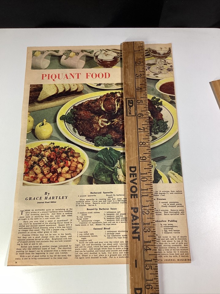 Atlanta GA Print Ad 1949 AJC Piquant Food Recipes Grace Hartley ...