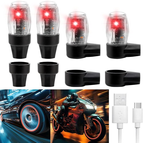 4 Pack Tire Lights for Car LED Colorful Wheel Light Valve Stem Cap ...