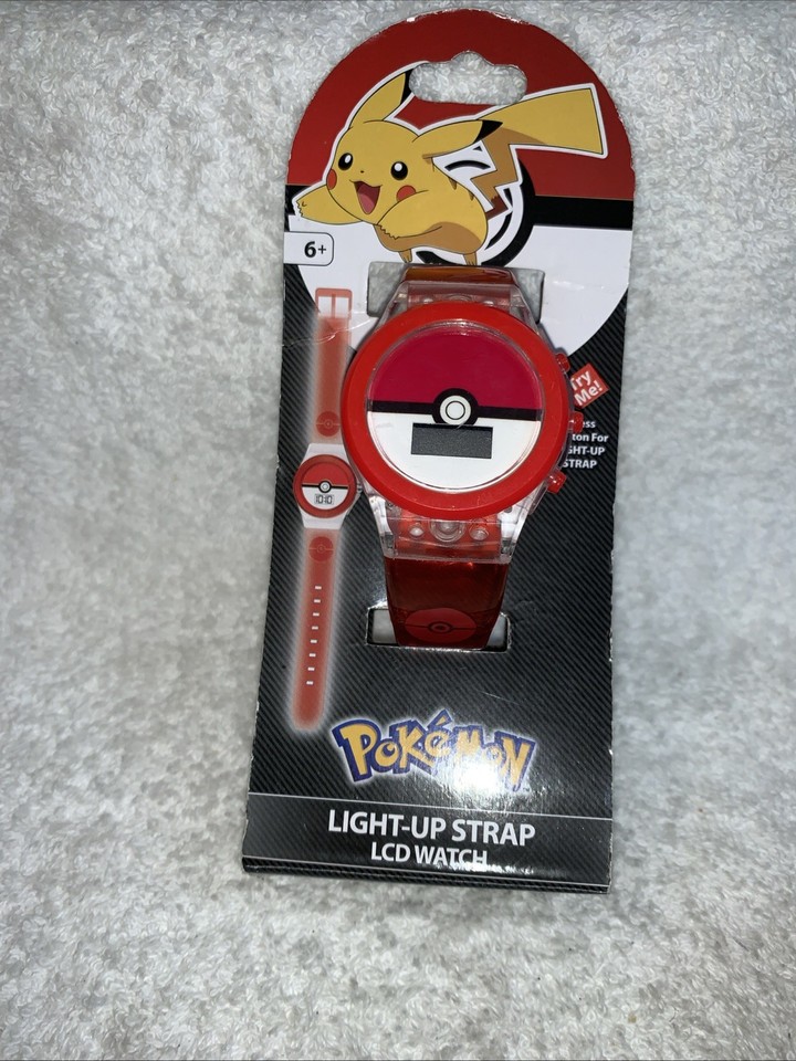 Nintendo Pokemon Pokeball LCD 2016 Watch Clear Digital Red Light-Up ...
