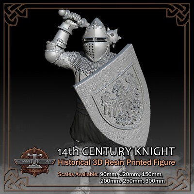 14th Century Knight - 3D Resin Printed Figure Model Kit - Scale 90mm to ...