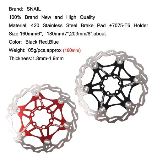 Bicycle Disc Brake Rotor MTB Bike Floating Rotors Heat Dissipation 160 ...