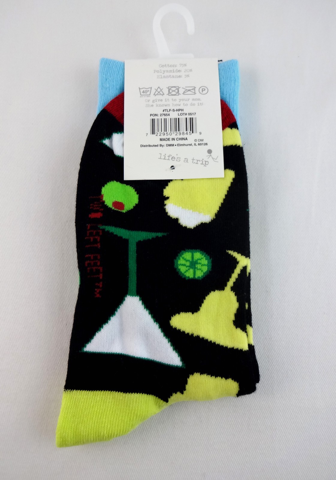 Martini Lover's Socks Best Cocktail Two Sizes Black Green Olives His ...