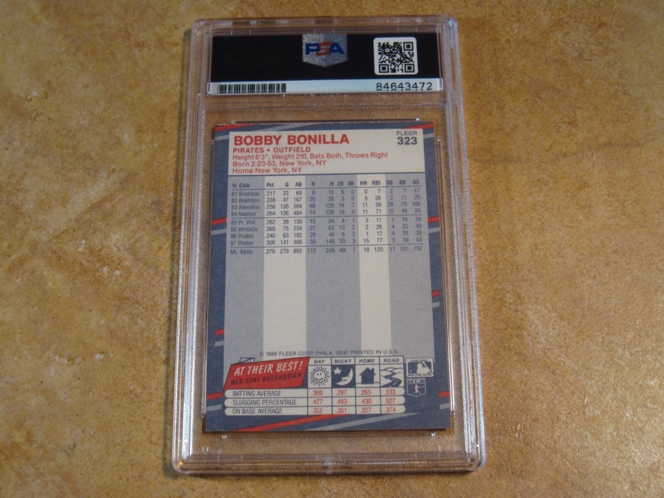 BOBBY BONILLA SIGNED AUTOGRAPHED 1988 FLEER CARD #323 PITTSBURGH ...