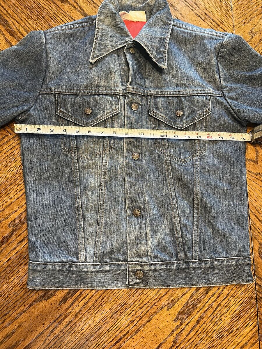 Vintage 1970s JCPenney Denim Jacket Quilted Red Lining Mens Vintage 1970s JCPenney Denim Jacket Quilted Red Lining Mens