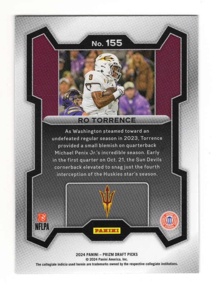 Ro Torrence 2024 Prizm Draft Picks RC #155 Arizona State | eBay