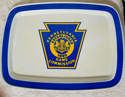 VINTAGE PA PENNSYLVANIA GAME COMMISSION SERVING DRINKS METAL TABLE TRAY ...