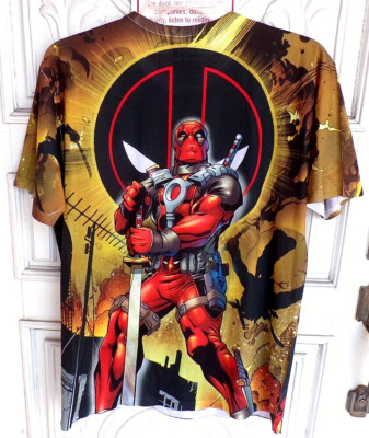 Marvel Deadpool All Over Print Graphic T-Shirt Size Large Double Sided ...