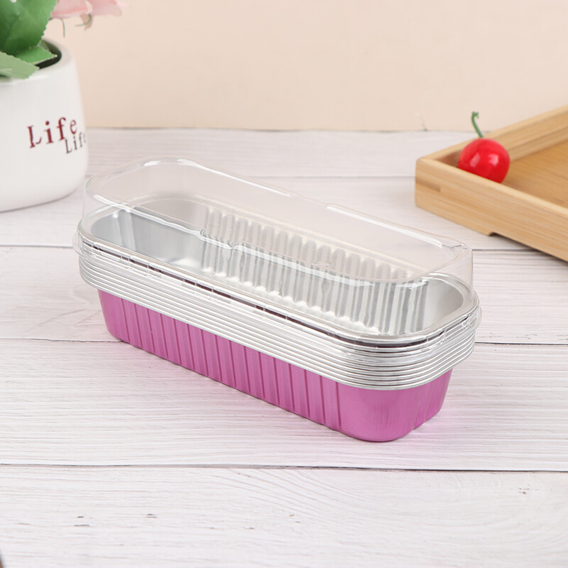 10pcs Aluminum Foil Baking Cake Box Cupcake Baking Pan Pudding Box With ...
