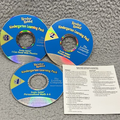 Reader Rabbit Kindergarten CD-ROM Lot Personalized Math Read with ...