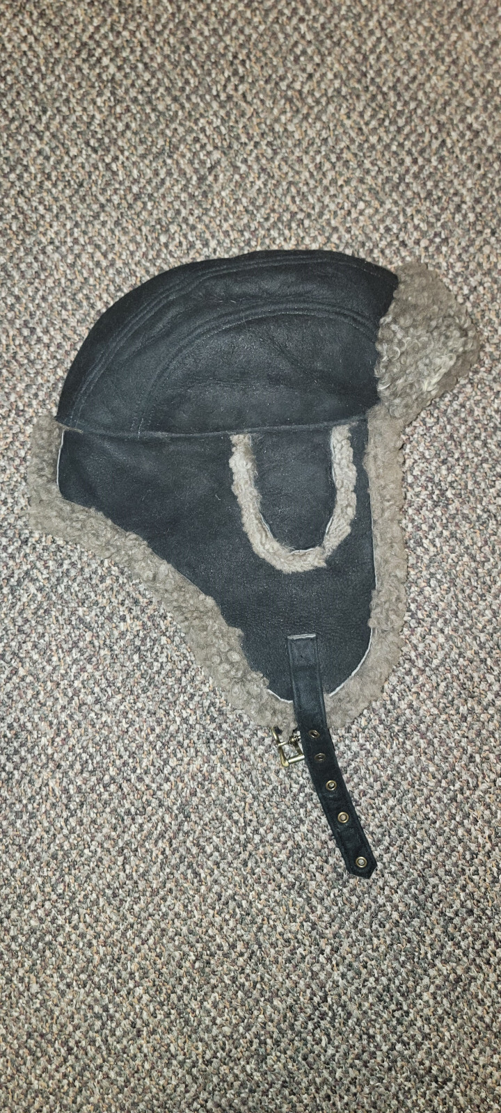 Sheepskin Shearling Aviator Pilot Hat FRR Large L Bla… - Gem