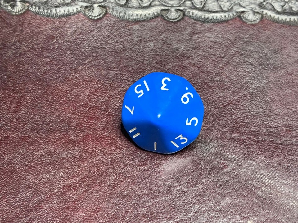 BLUE w/ White D16 (Sixteen Sided) Dice Opaque Die Tabletop Gaming RPG ...