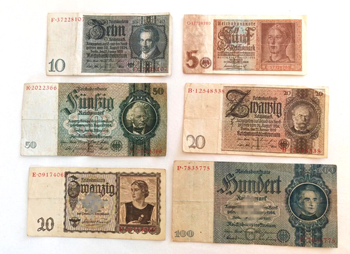 Set of 6 Genuine German Reichsmark Banknote 1929-1939 | eBay