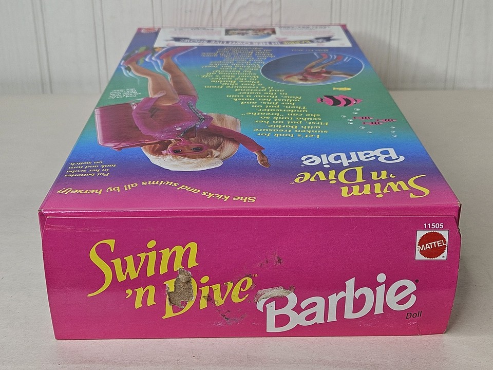 1993 Swim 'n Dive Barbie Doll #11505 With Swim Accessories Mattel Toy ...