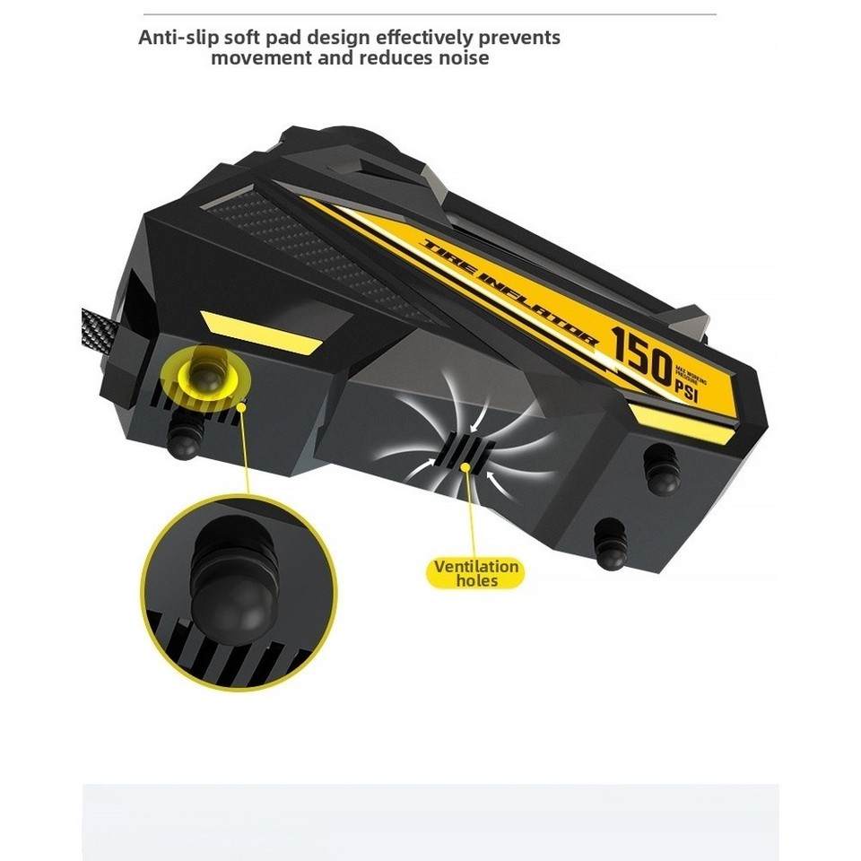 Car Tire Inflator LED Inflation Pump 150 PSI Maximum Pressure Built-in ...