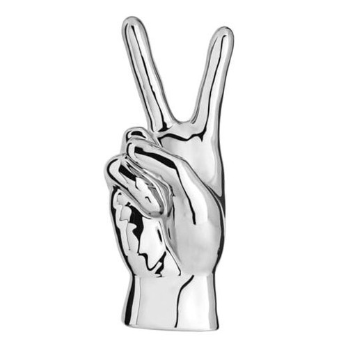 10" Peace Sign Hand Sculpture - Shelf Decoration Modern Peace Gesture ...