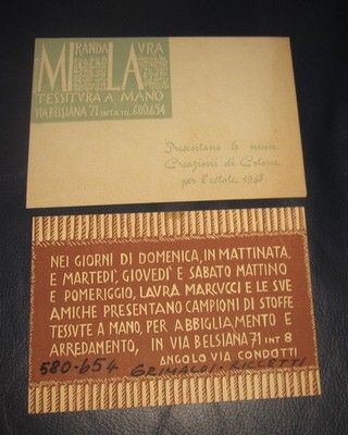 1948 Laura Marcucci Cambellotti - Miranda Due Inviti mostra Campioni di ...