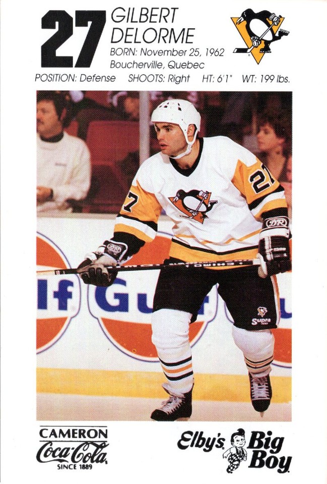 1989-90 Pittsburgh Penguins Hockey Cameron Coca-Cola Elby's Big Boy ...