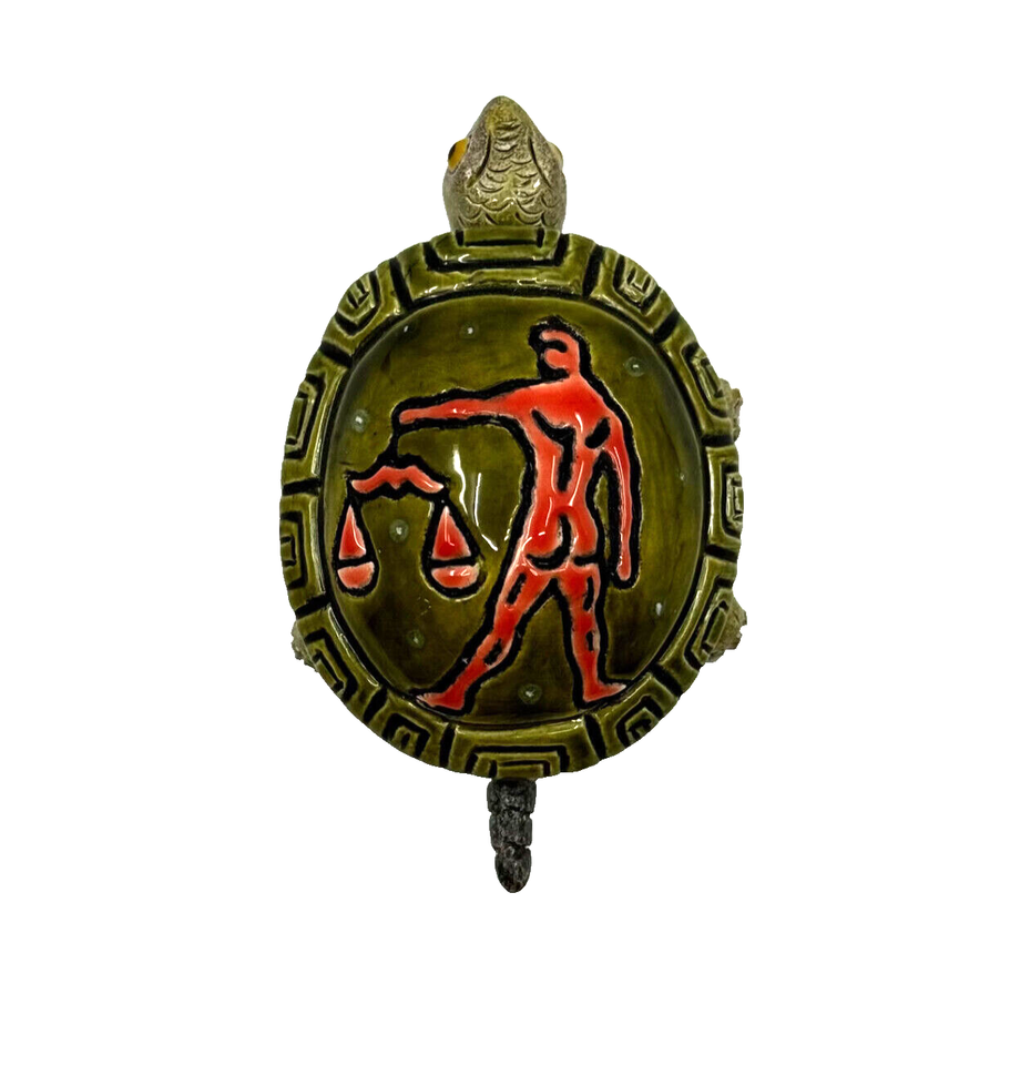 Vintage Ceramic Wiggly Green Turtle Collectible Libra Zodiac Sign LEPS ...