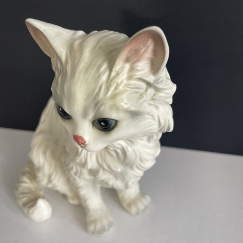 Vintage 1950 Lefton White Persian Kitty Cat Blue Eyes Figurine Numbered ...